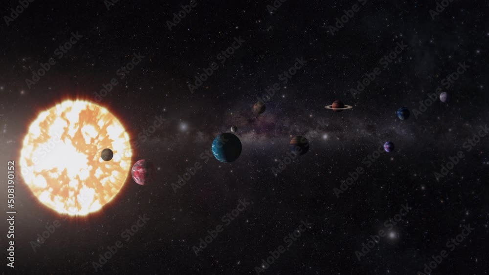Solar System Planets Orbiting In Starry Space Motion Background ...