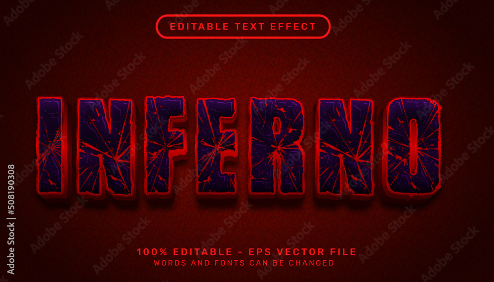inferno 3d text effect with fire texture Stock Vector | Adobe Stock