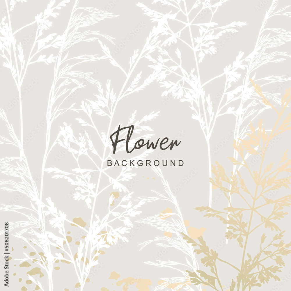 Abstract luxury background with floral sketch grass and texture in ...
