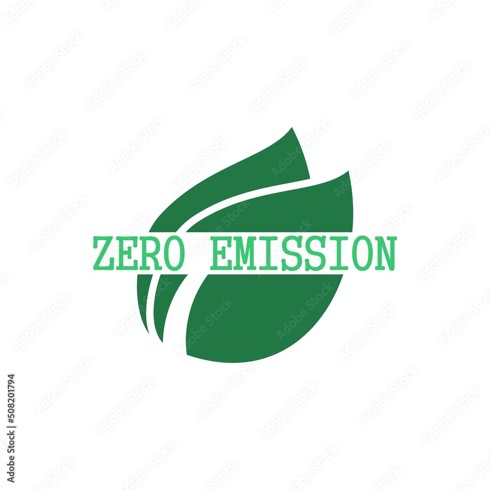 Zero emission sign, icon, symbol or logo isolated on white background ...