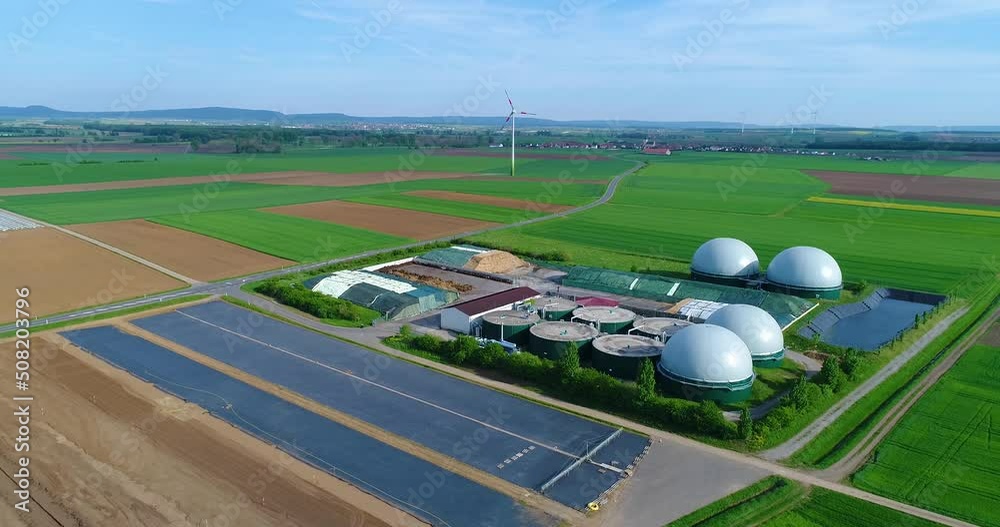 Biogas plant, A Modern Plant In A Green Field, An Environmentally ...