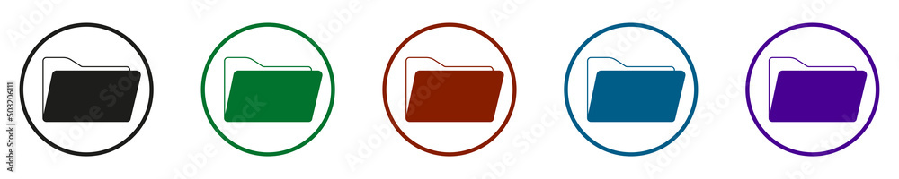 Folder icon. Round buttons illustration set. Vector illustration eps10 ...