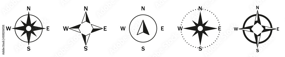 Compass vector icons. Isolated on a white background. Vector ...