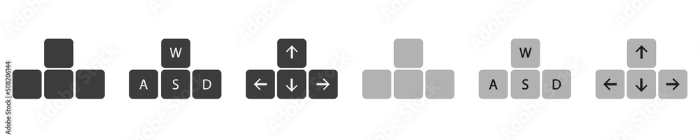 Arrow keys keyboard and WASD icon set. Sign keypad vector. Vector ...
