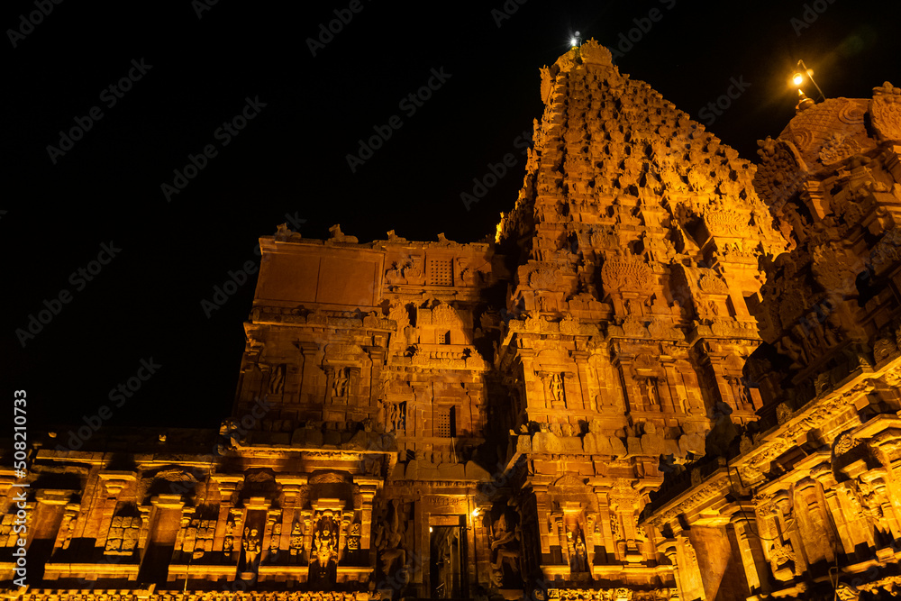 Night Time with Lightning - Tanjore Big Temple or Brihadeshwara Temple ...