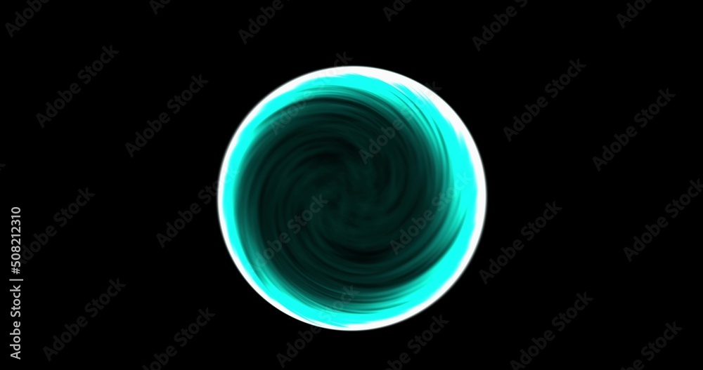 footage blue neon portal ring, circle on black background. abstract ...
