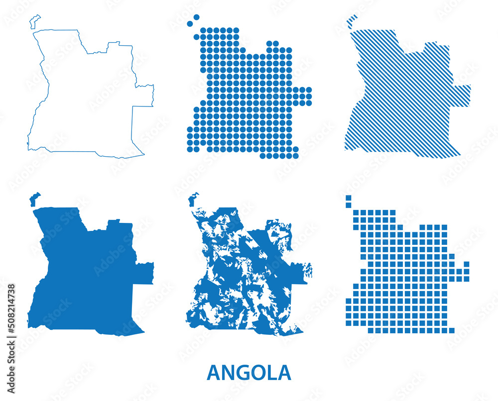 map of Republic of Angola in Southern Africa - vector set of ...