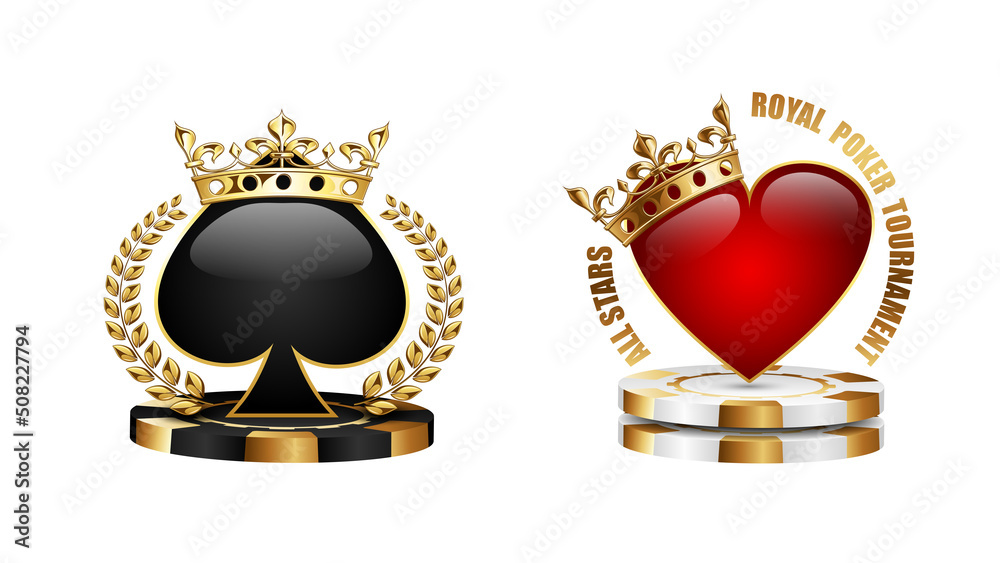 Poker tournament emblem logo isolated on white background. Black spades ...