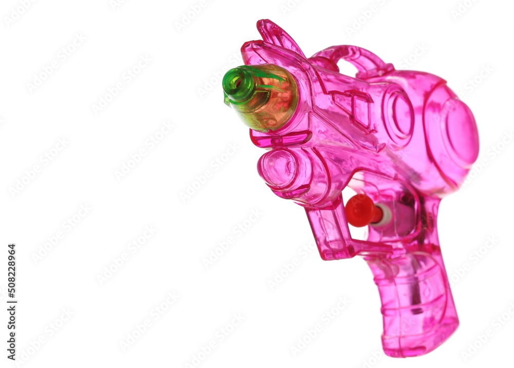 Plastic transparent water gun isolated on white Stock Photo | Adobe Stock