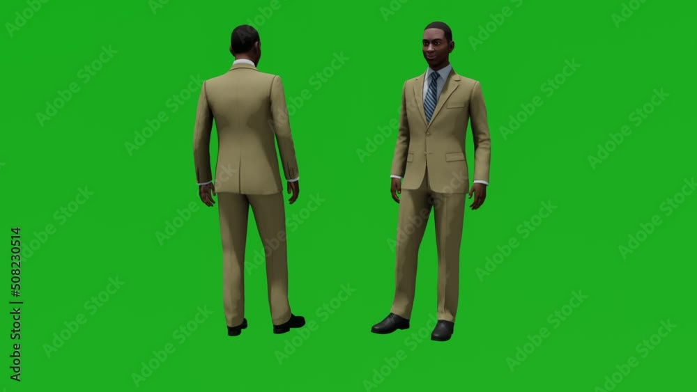 man employ walk and talk realistic 3D people rendering isolated green ...