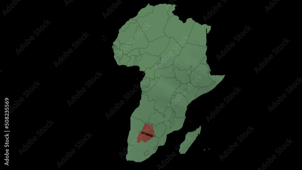 Map showing Botswana From above zooming in. Botswana map location on ...