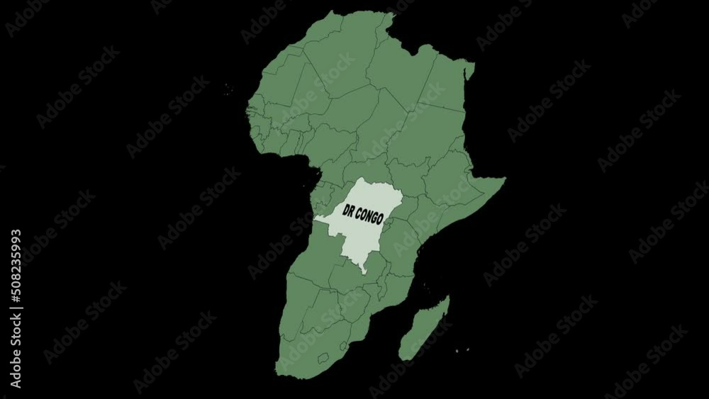 Map showing DR Congo From above zooming in. DR Congo map location on ...