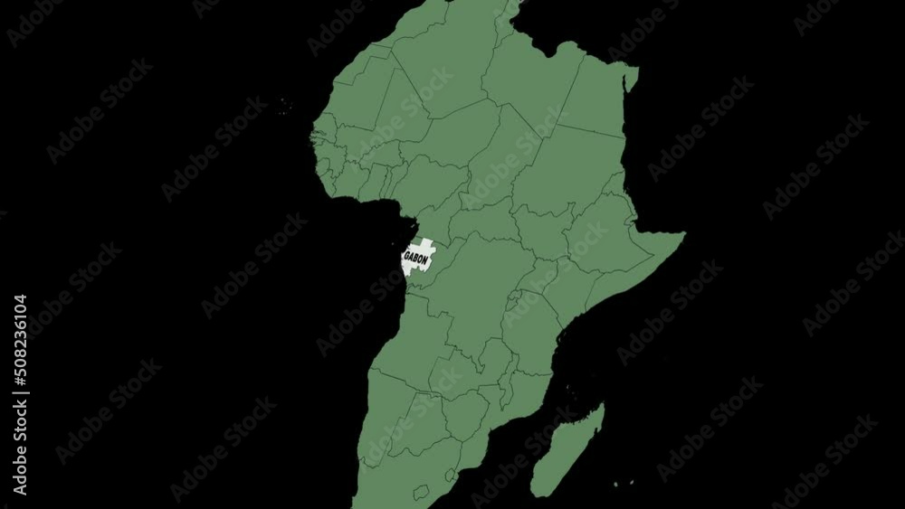 Map showing Gabon From above zooming in. Gabon map location on Africa ...