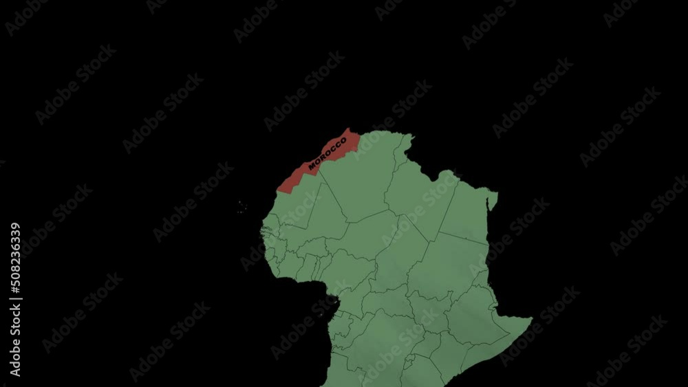 Map showing Morocco From above zooming in. Morocco map location on ...