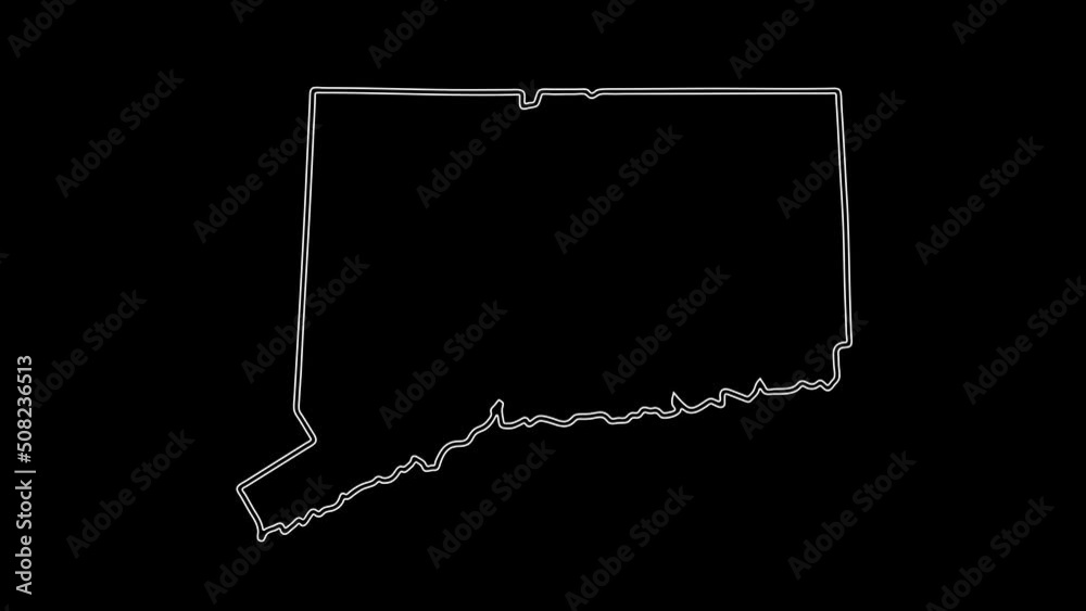 2D Map of state Connecticut, Connecticut map white outline, Animated ...
