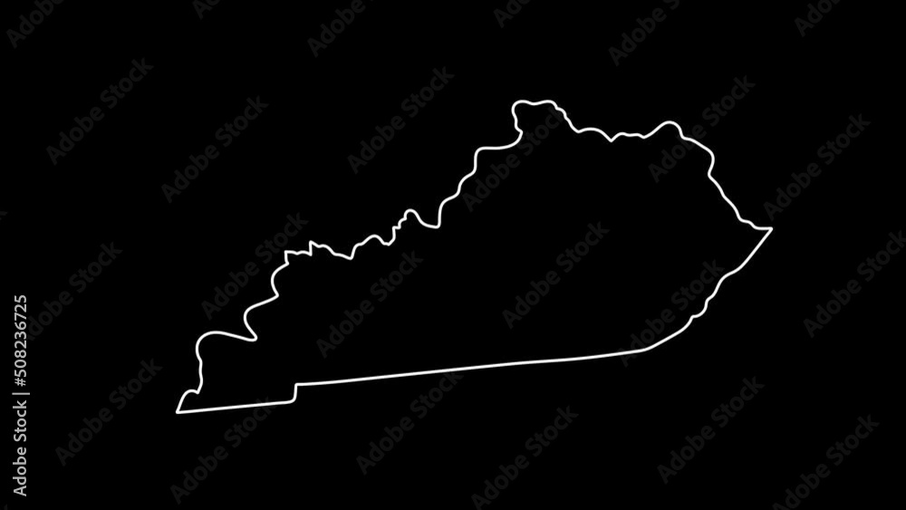 Vídeo do Stock: 2D Map of state Kentucky, Kentucky map white outline ...