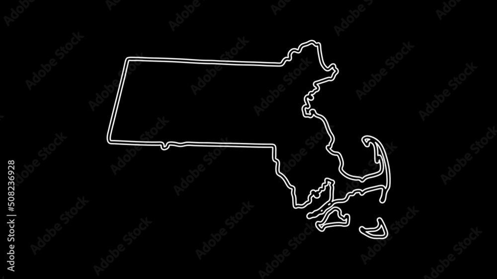 2D Map of state Massachusetts, Massachusetts map white outline ...
