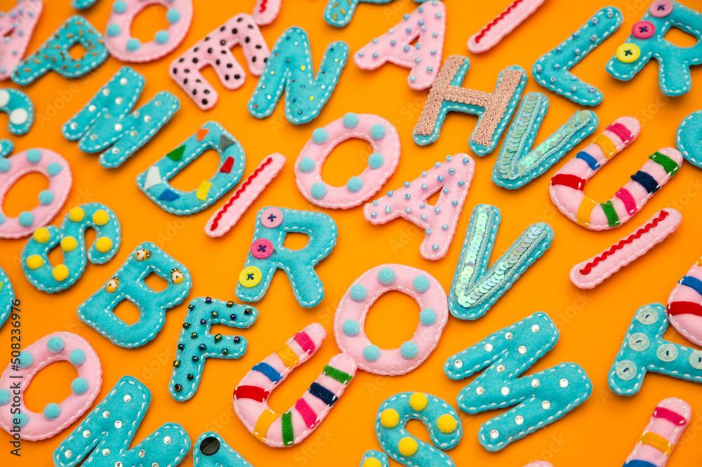 Hand made stuffed felt alphabet letters with decorations. DIY ideas for ...