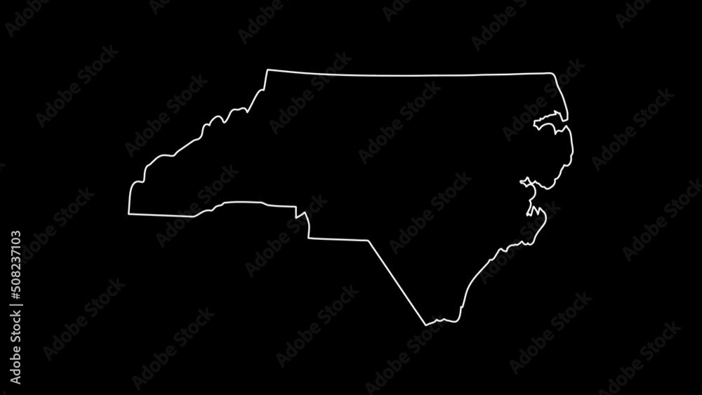 2D Map of state North Carolina, North Carolina map white outline ...