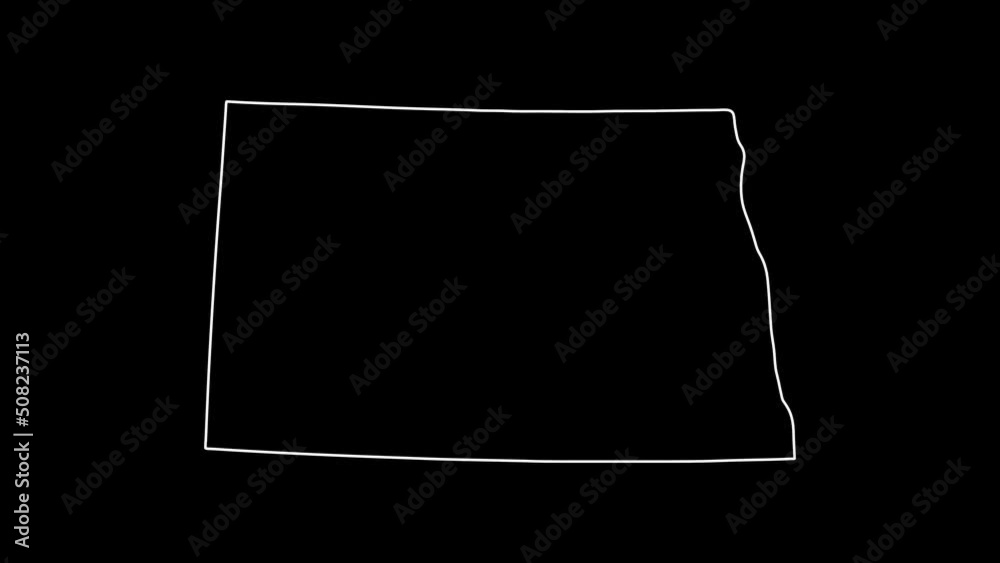 2D Map of state North Dakota, North Dakota map white outline, Animated ...