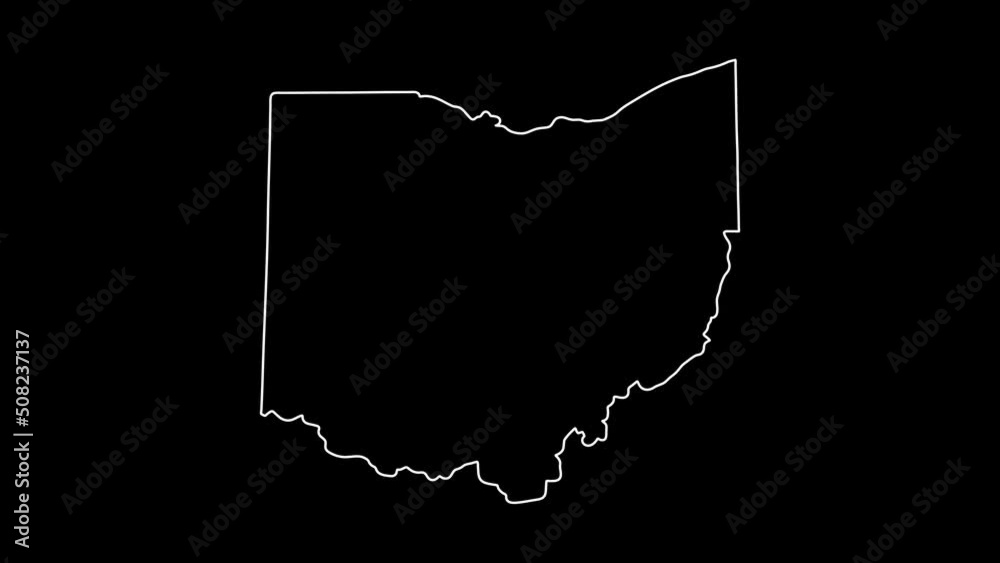 2D Map of state Ohio, Ohio map white outline, Animated close up map of ...