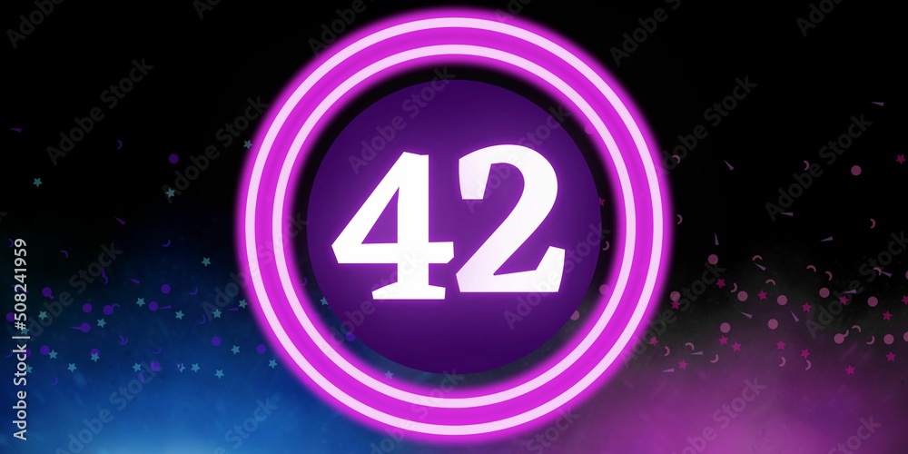Number 42. Banner with the number forty two on a black background and ...