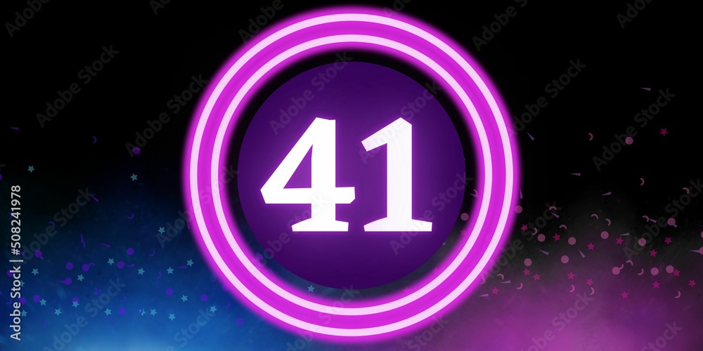Number 41. Banner with the number forty one on a black background and ...