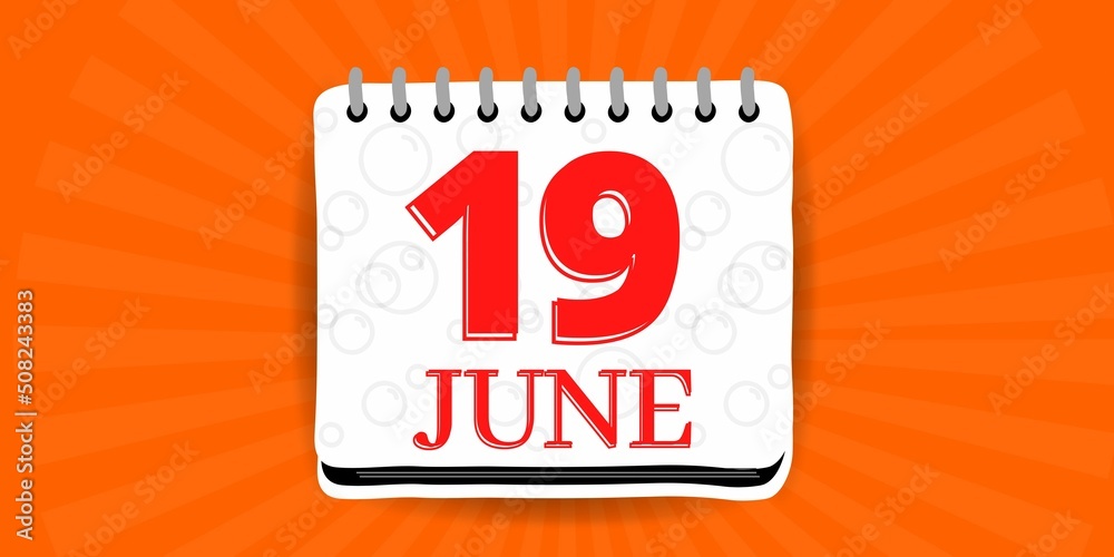 19 may, calendar with the day nineteen of the month of june in white ...