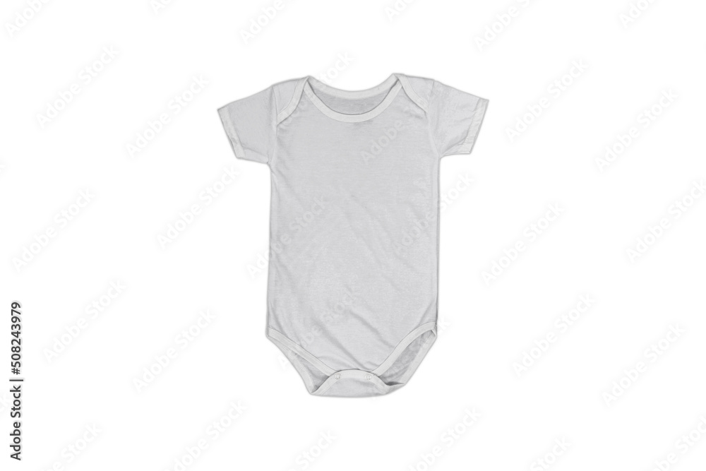 Empty blank white baby onesie body romper mockup isolated on white ...