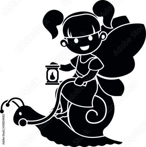 Fototapeta Cartoon Fairy Riding Snail Imp Pixie Wings Wing Sprite Pixie ...