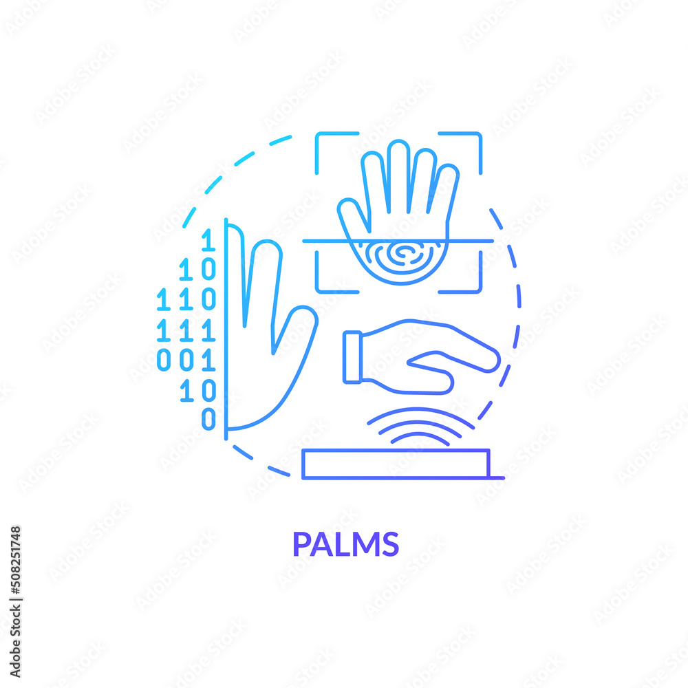 Palms blue gradient concept icon. Biometric identification technology ...
