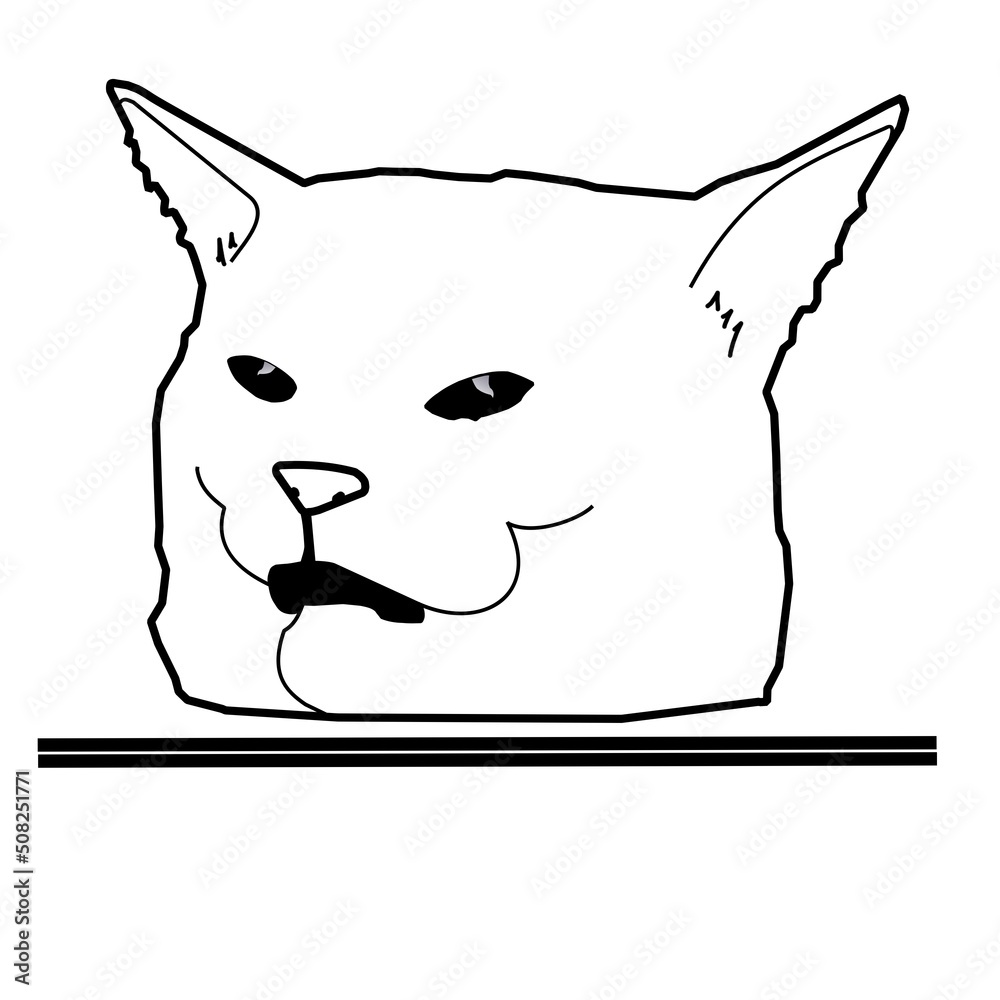 Angry grumpy white cat meme. White background. Stock Illustration ...