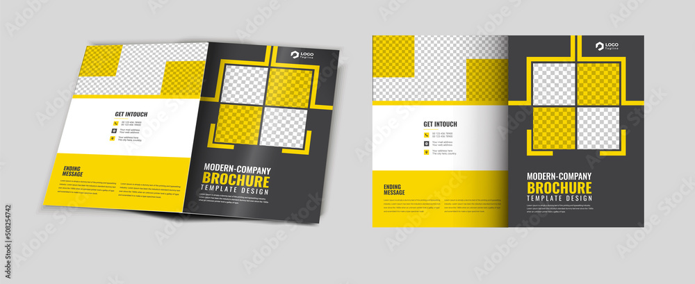 Corporate square shape modern yellow business cover design, company ...