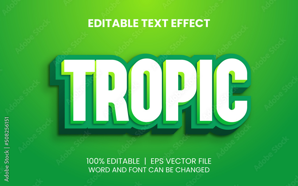 editable text effect with realistic green tropic style Stock Vector ...