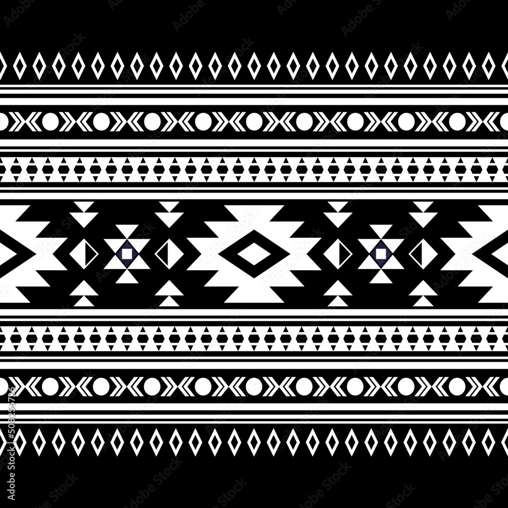 tribal striped seamless pattern. Geometric black-white background. Can ...