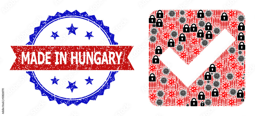 Vector flu virus mosaic confirm checkbox icon, and bicolor textured ...