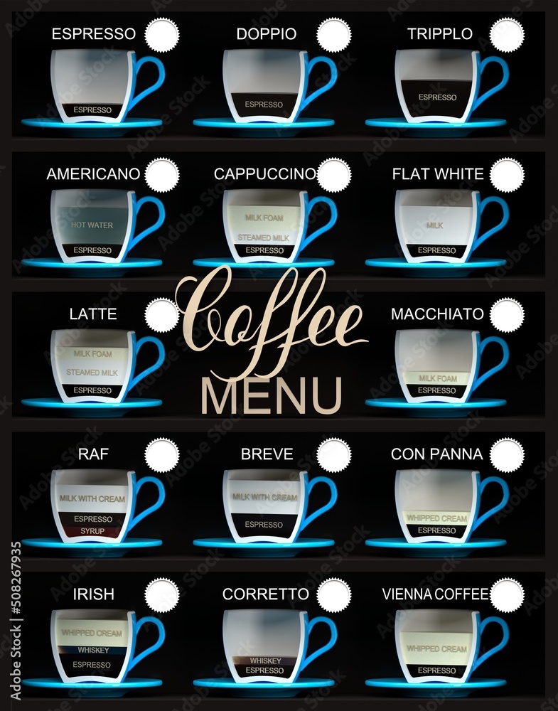 Restaurant Menu Template. Coffee menu. A collection of coffee and ...