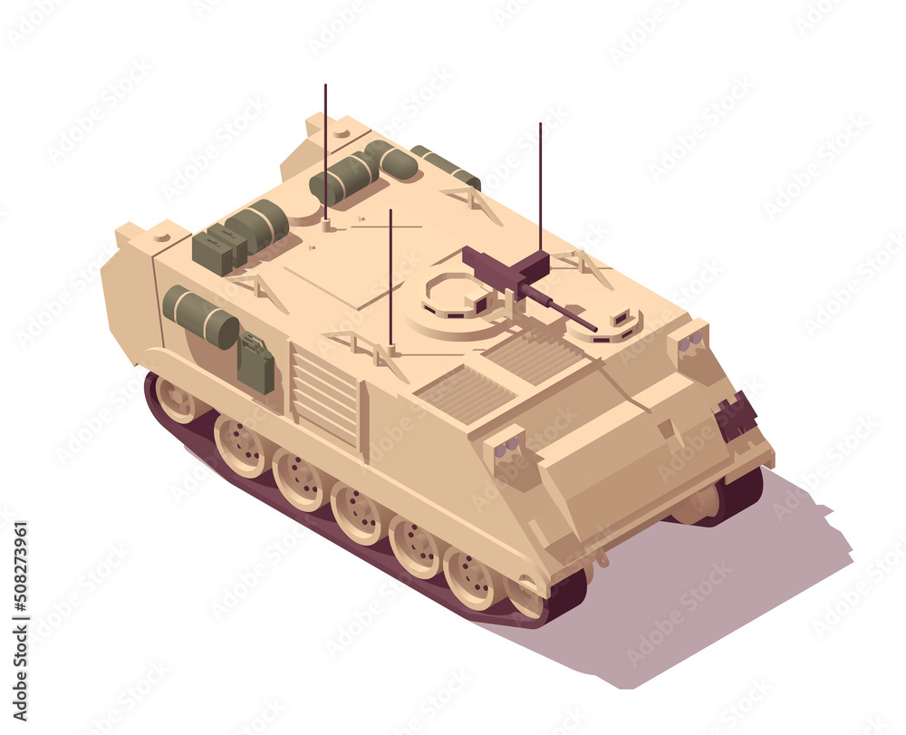 Isometric low poly M113 armored personnel carrier. Vector illustrator ...