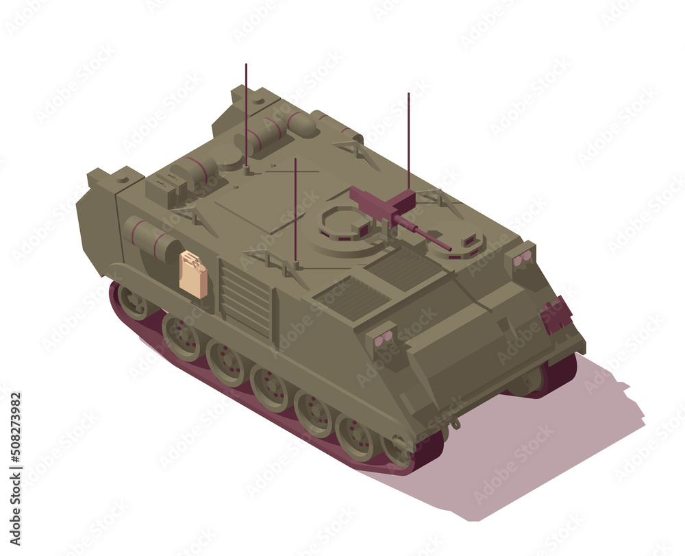 Isometric low poly M113 armored personnel carrier. Vector illustrator ...