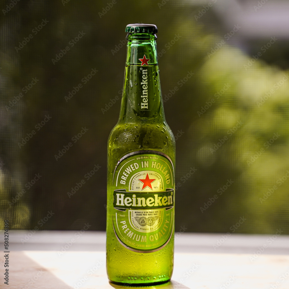 Marinette,WI - 29Nov2021 : Heineken, Beer. A Heineken beer bottle on a ...