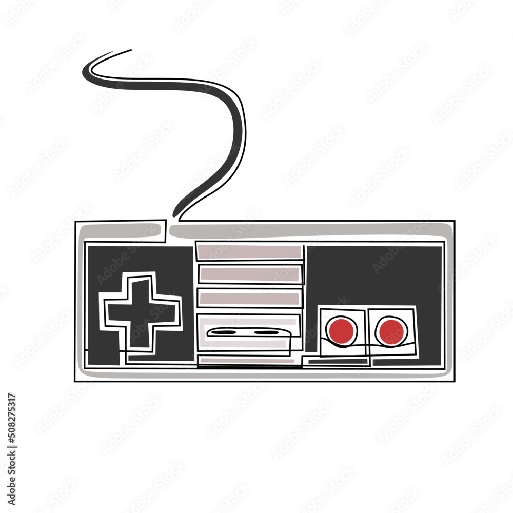 A game stick one line drawing vector illustration. Old school game ... A game stick one line drawing vector illustration. Old school game ...