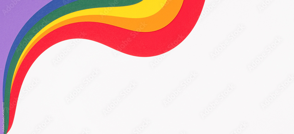 Lgbtq colors flag paper layout on white background. Pride community ...