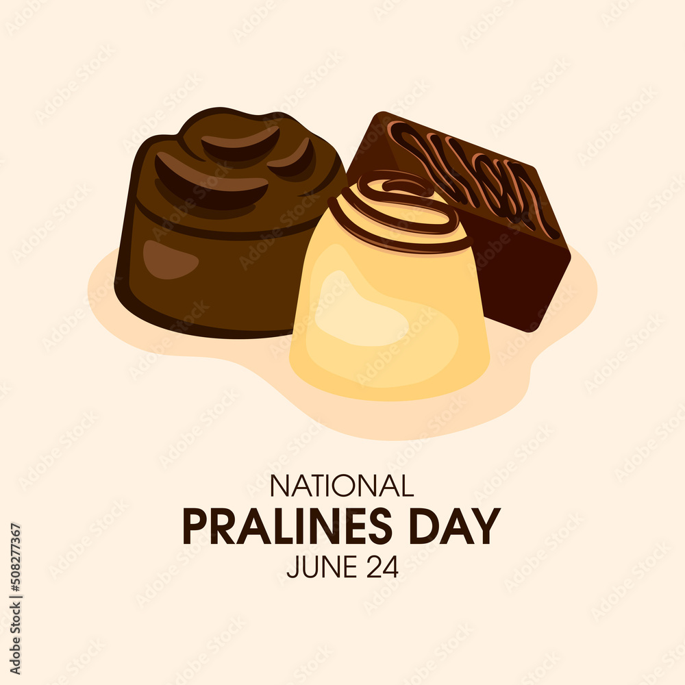 National Pralines Day vector. Chocolate candies icon vector. Pile of ...