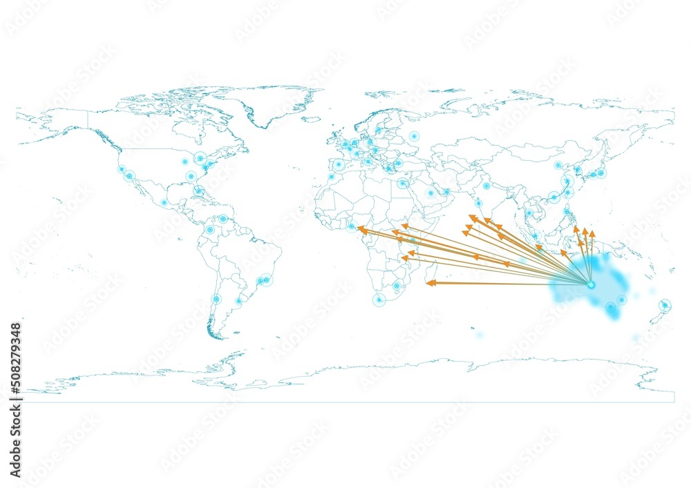Australia map, export concept map for Australia on white background ...