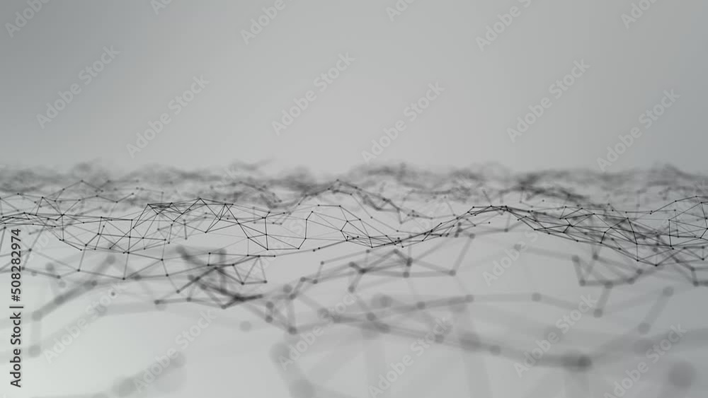 Video animation of abstract network connection structure. Digital background with dots and lines ...