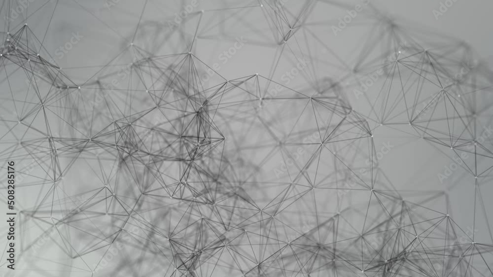 Video animation of abstract network connection structure. Digital background with dots and lines ...