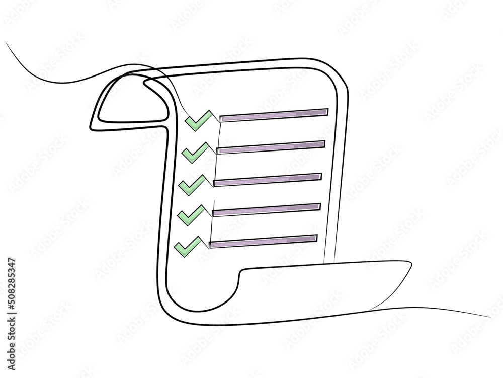Continuous one line drawing checklist. Vector illustration. vector de ...