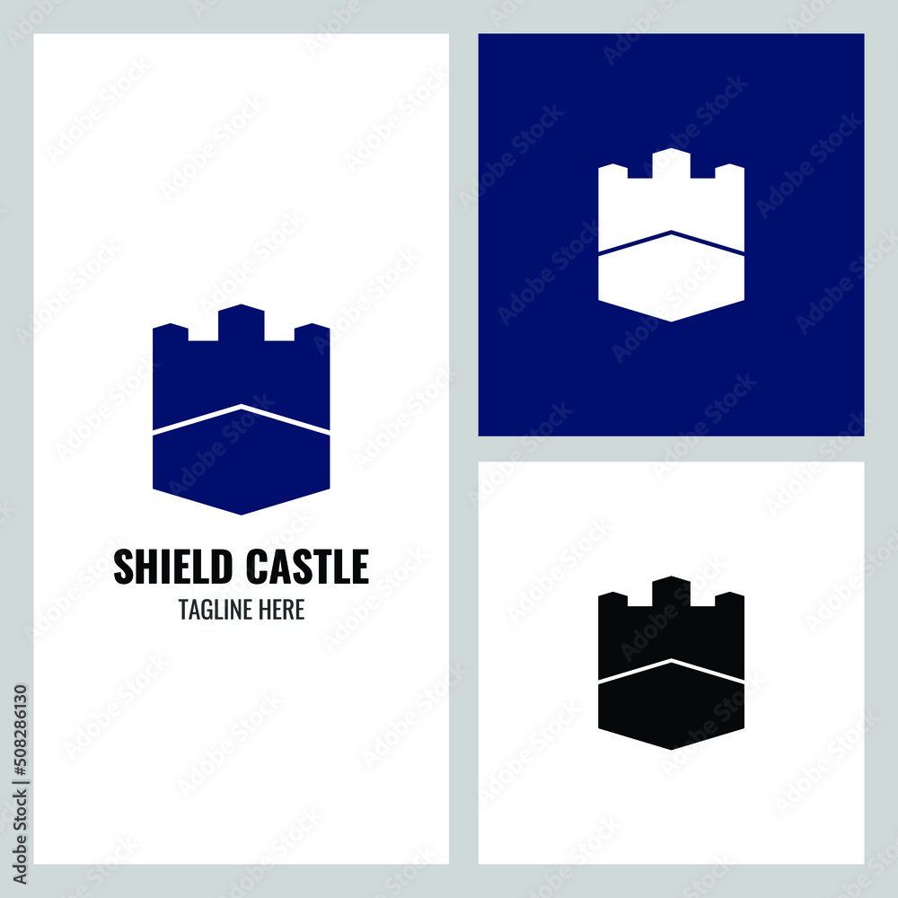 Minimalis Shield Castle Logo Design Template Vector Stock Vector ...