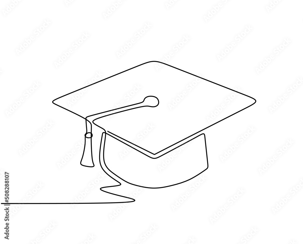 One continuous line drawing of graduation cap. Academical graduation ...