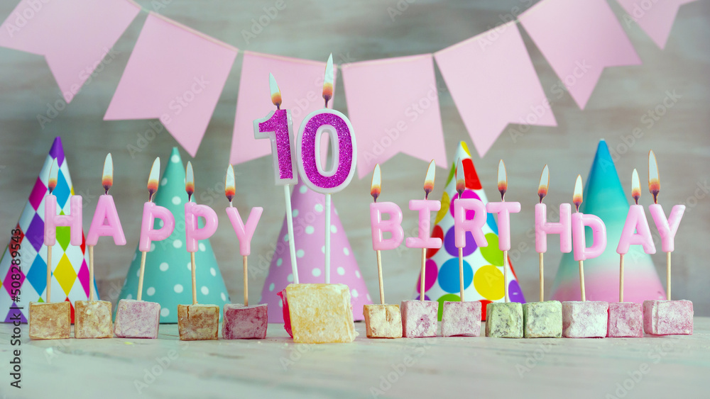 Happy birthday number 10 in pink pastel colors for a girl or woman ...